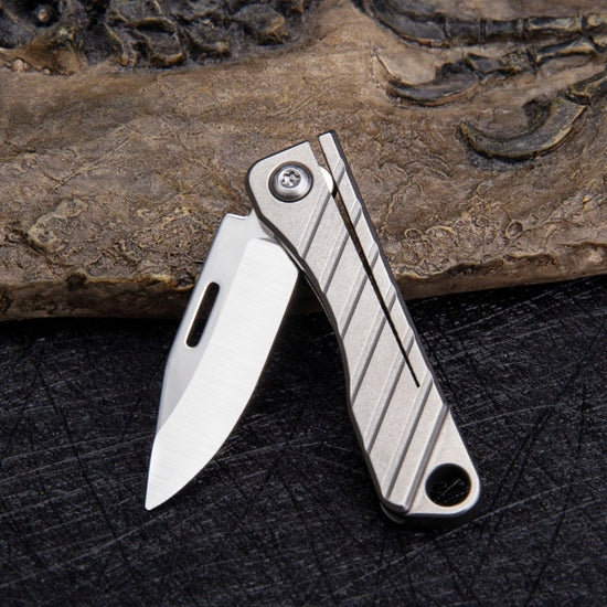 New Titanium Keychain Mini Folding Knife D2 Steel Sharp – hakatoy