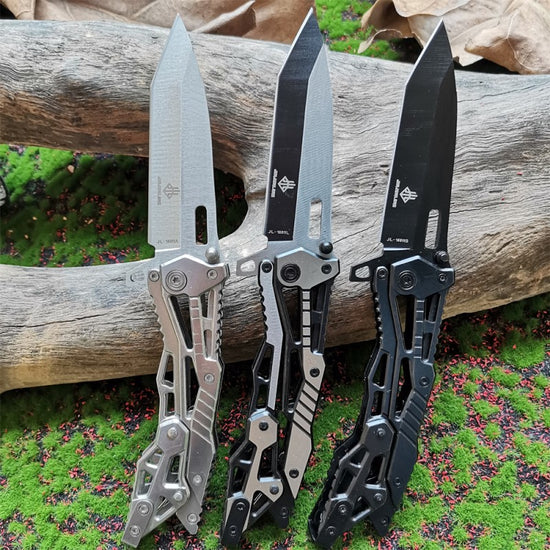 Hot Deformable Folding Knife Skeleton Design EDC Hunting Camping Survi ...